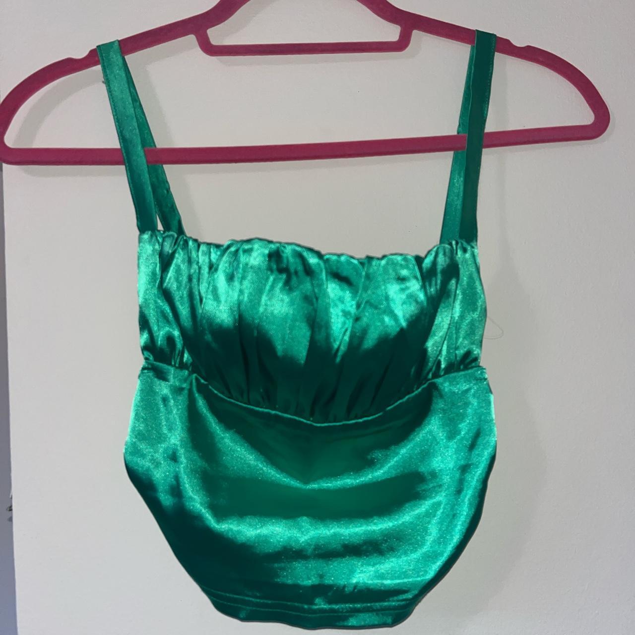 nasty gal green bustier corset top - Depop