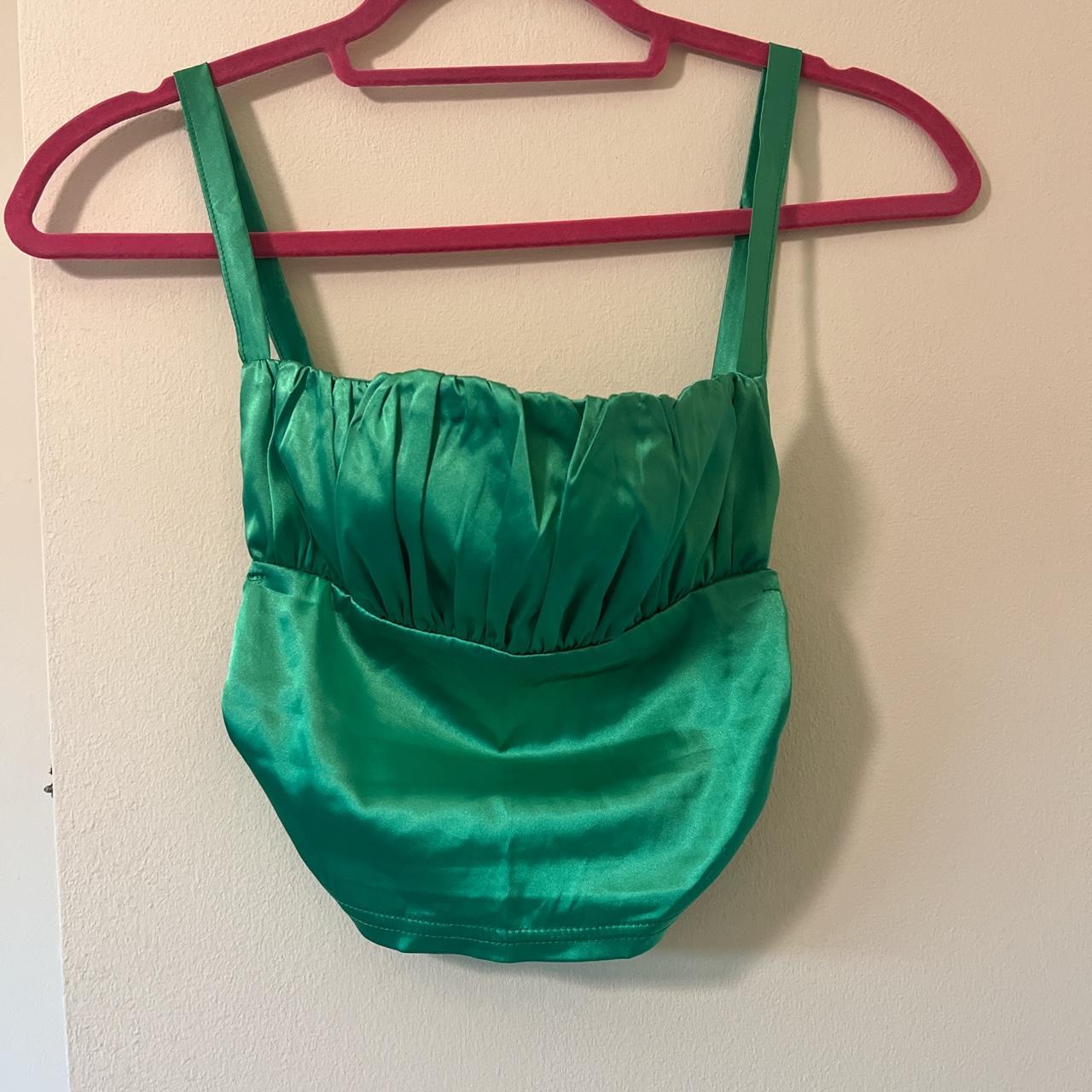 nasty gal green bustier corset top - Depop