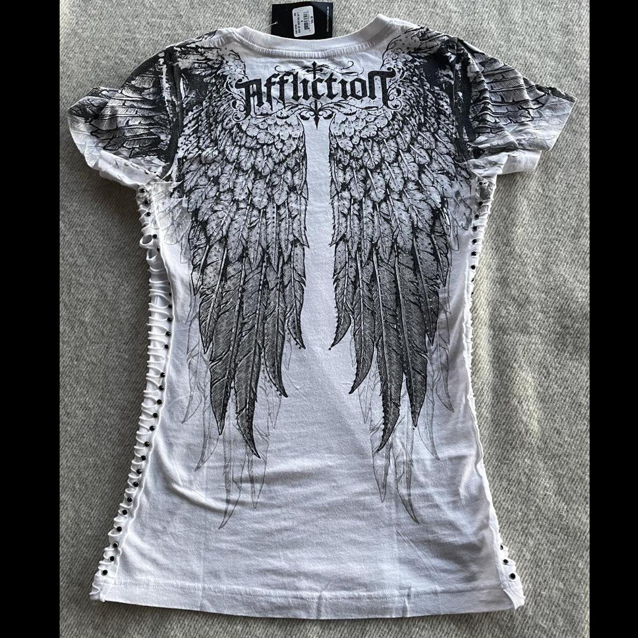 Black and white rhinestone affliction t-shirt ... - Depop