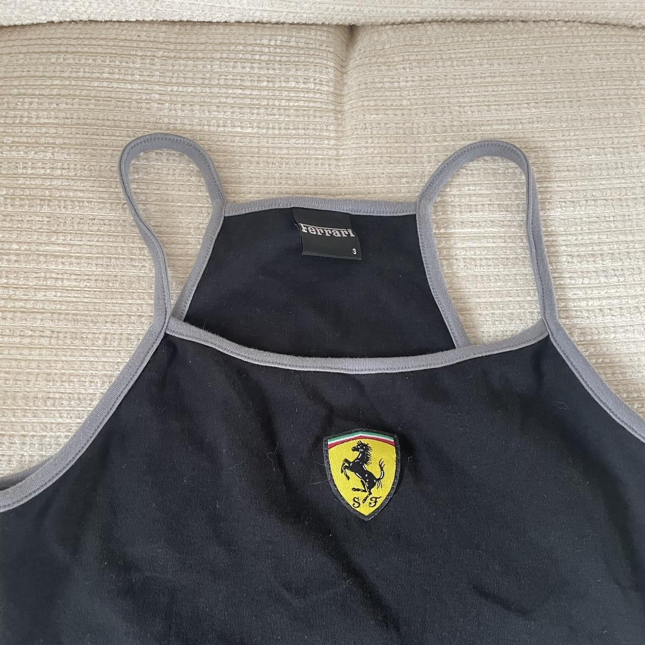 Ferrari Women's Yellow and Black Top | Depop