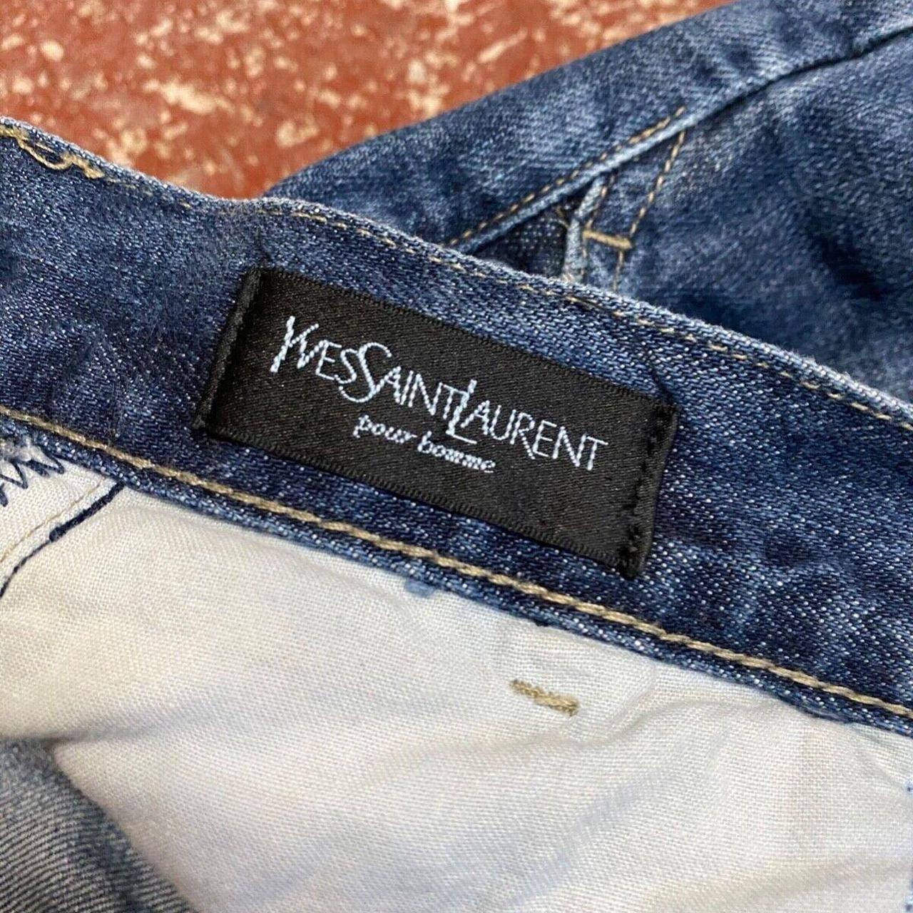 YSL Yves Saint Laurent Blue Distressed Denim Jeans... - Depop