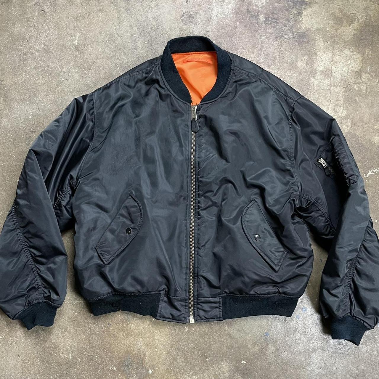Black HAL industries usaf ma-1 bomber jacket Orange... - Depop