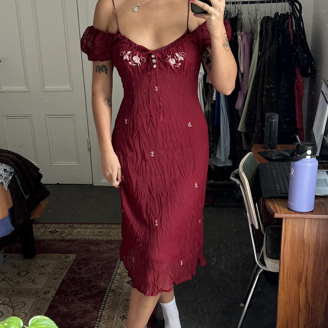 The most gorgeous red sheer off the shoulder dress... - Depop