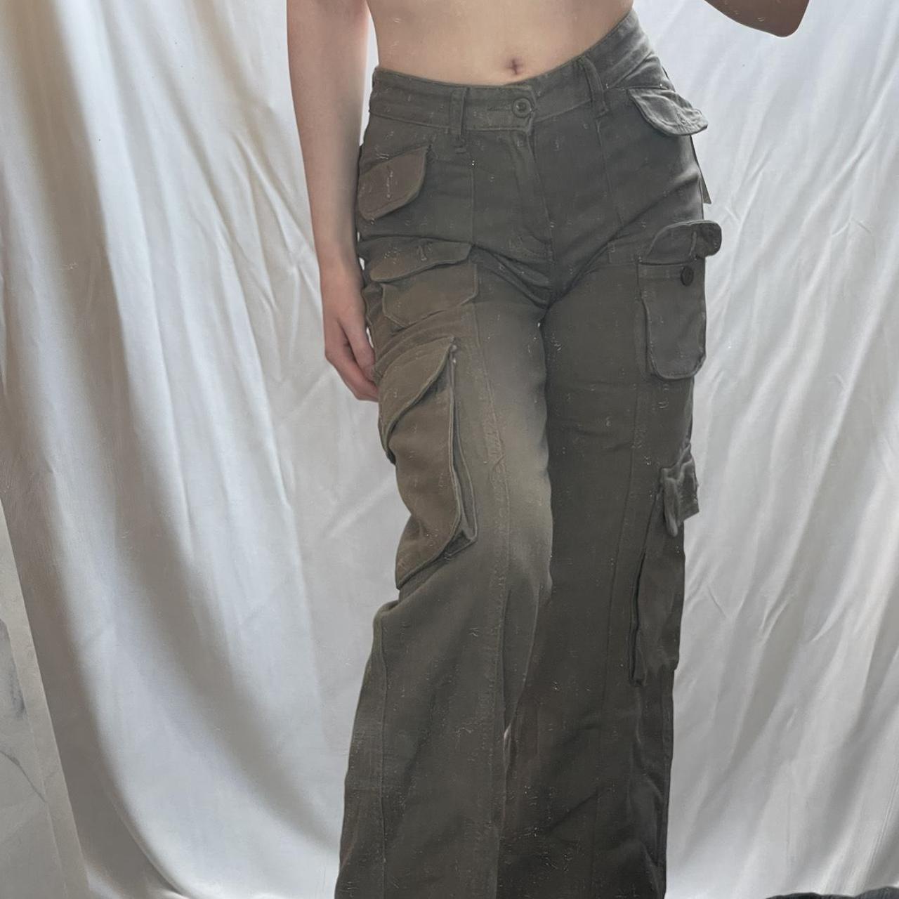 Khaki cargos shown on a size 8, I’m 5’7 and too... - Depop