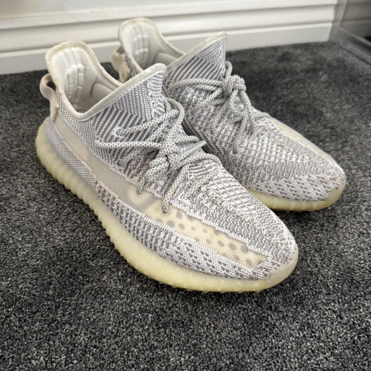 Yeezy Boost 350 v2 ‘Static’ UK 9.5 Used Lace tip... - Depop