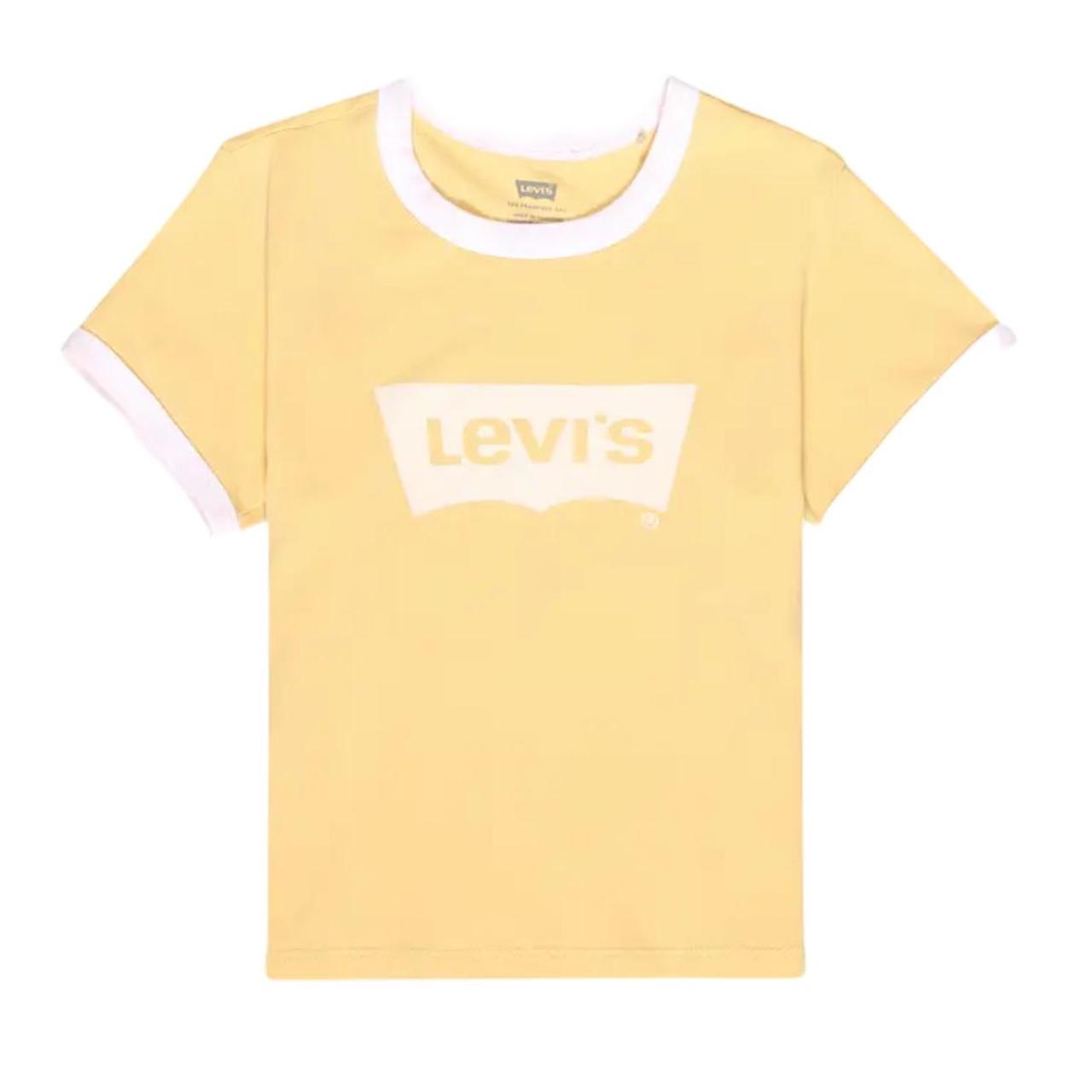 Levi’s crop yellow baby tee ringer Size M, fits a... - Depop