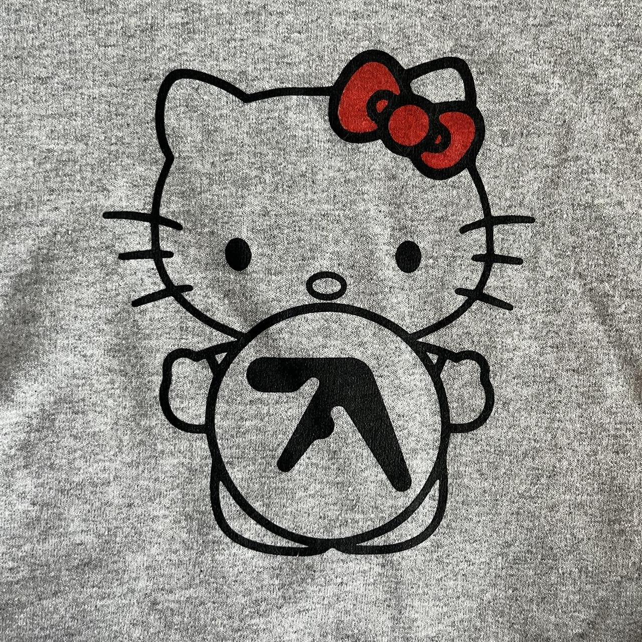 Hello Kitty Aphex Twin gray tribal sleeve hoodie,... - Depop