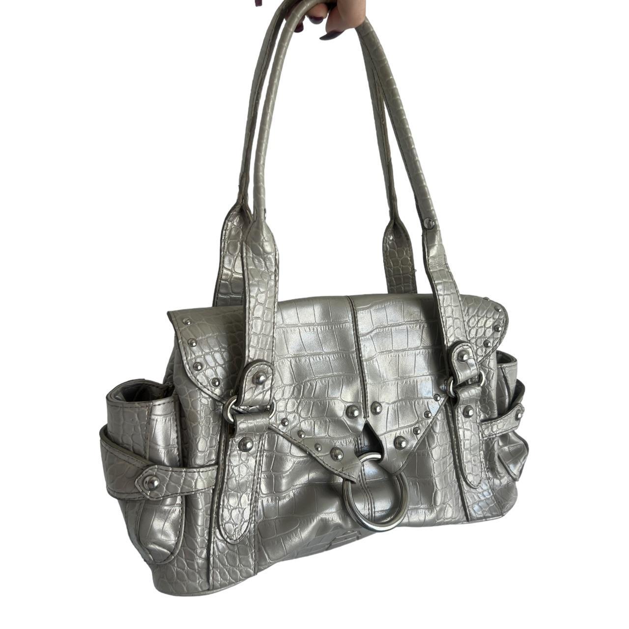 y2k Silver Studded Shoulder Bag • Vintage early... - Depop