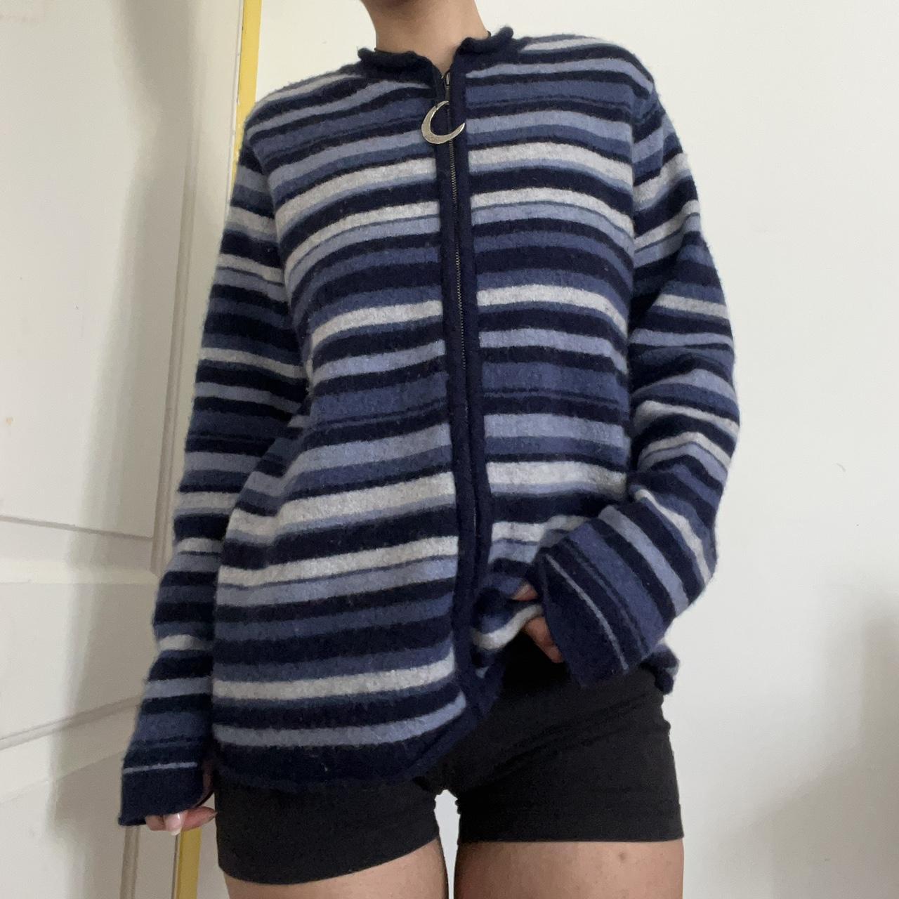 UNIF Women's Blue and Navy Cardigan | Depop