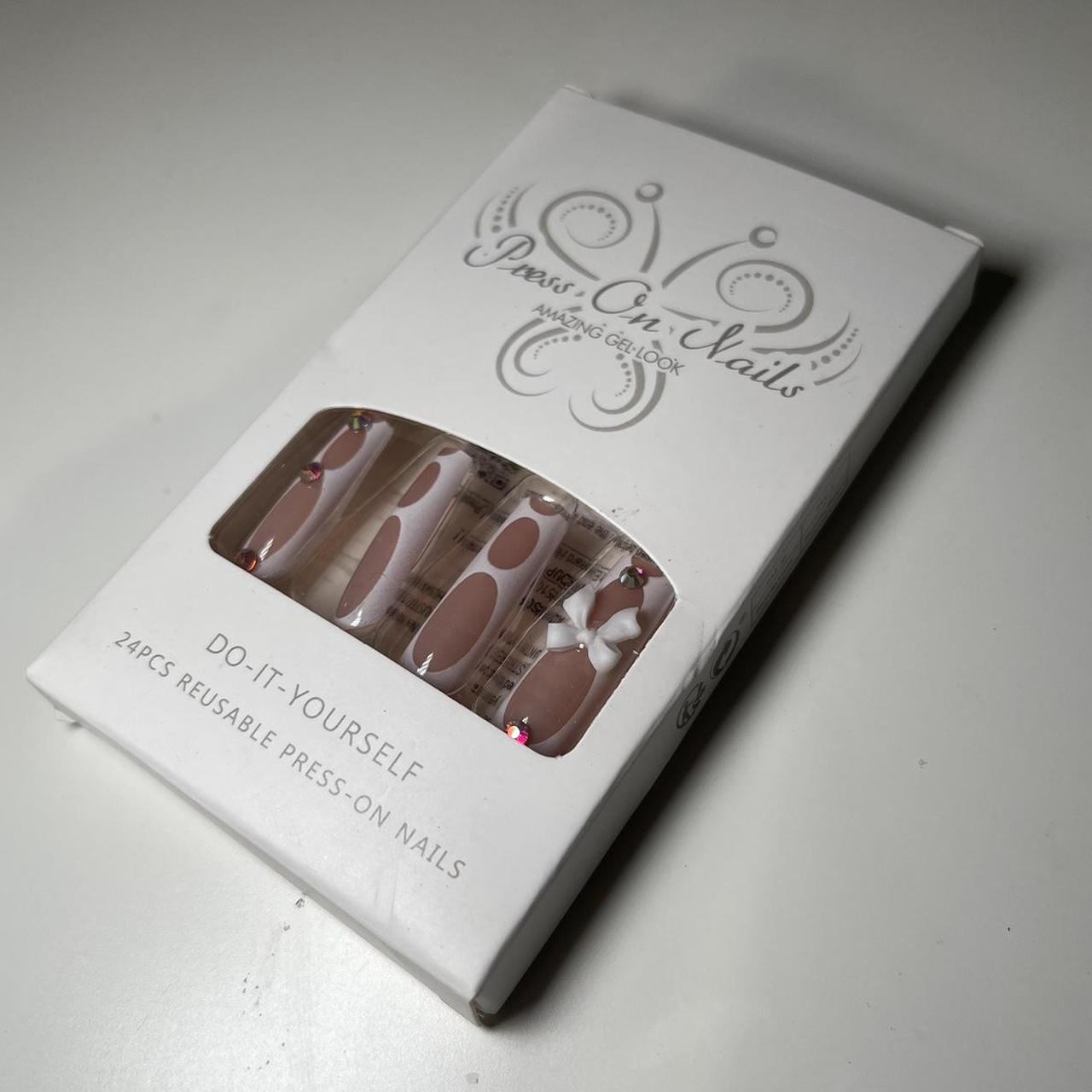 White French Circle Coffin Press On Nails - bundle... - Depop