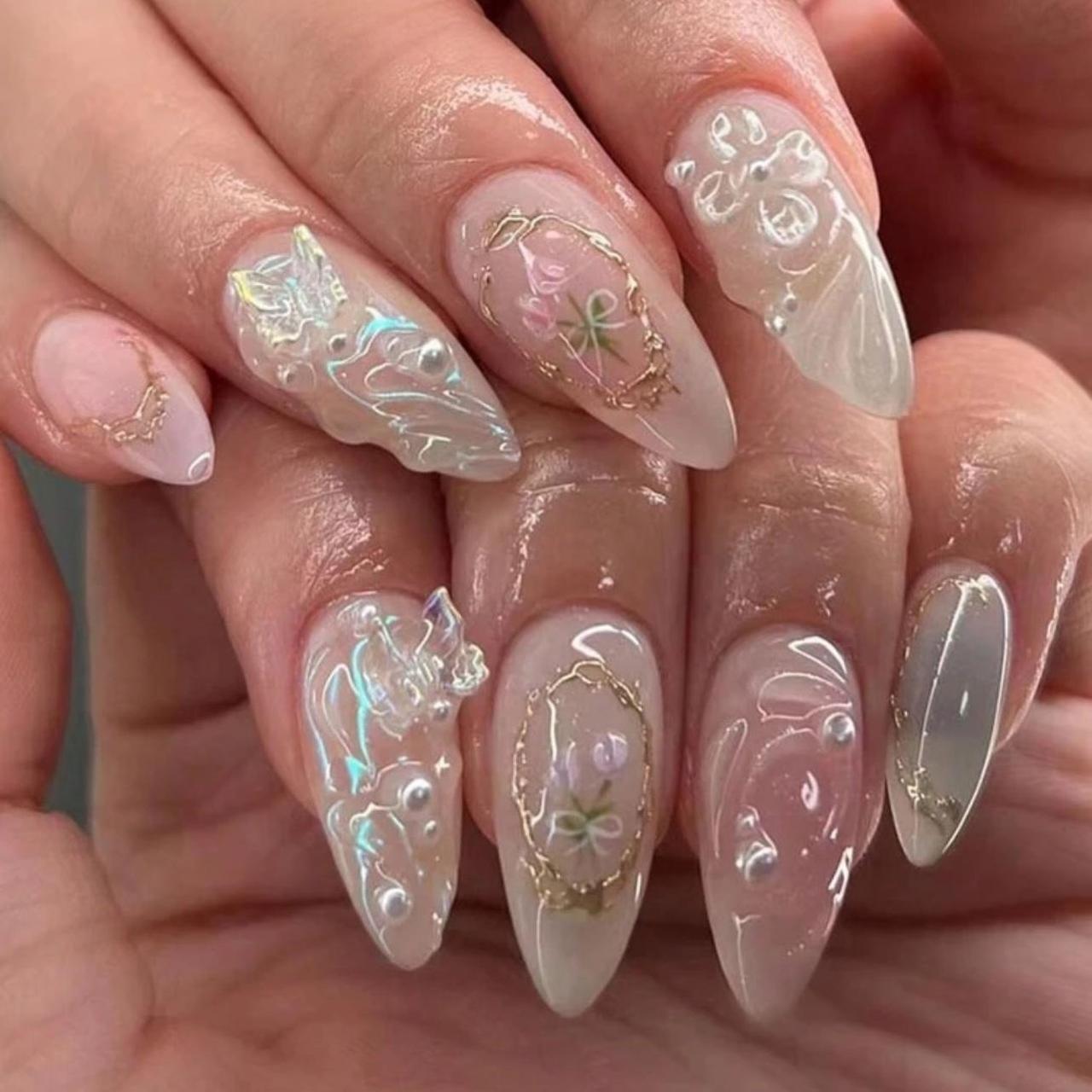 Princess Nehemia Almond Press On Nails - bundle for... - Depop