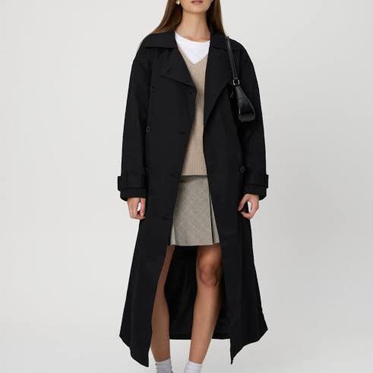 Glassons Classic Black Longline Trench Coat - Size... - Depop