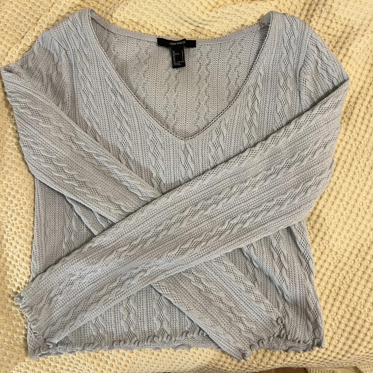 cropped blue sweater - forever 21 size L - perfect... - Depop