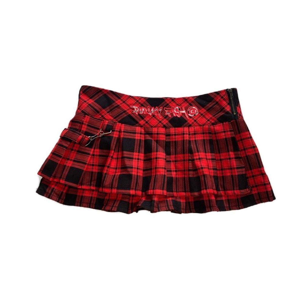 Low Waisted Micro Red And Black Tartan Skirt Depop