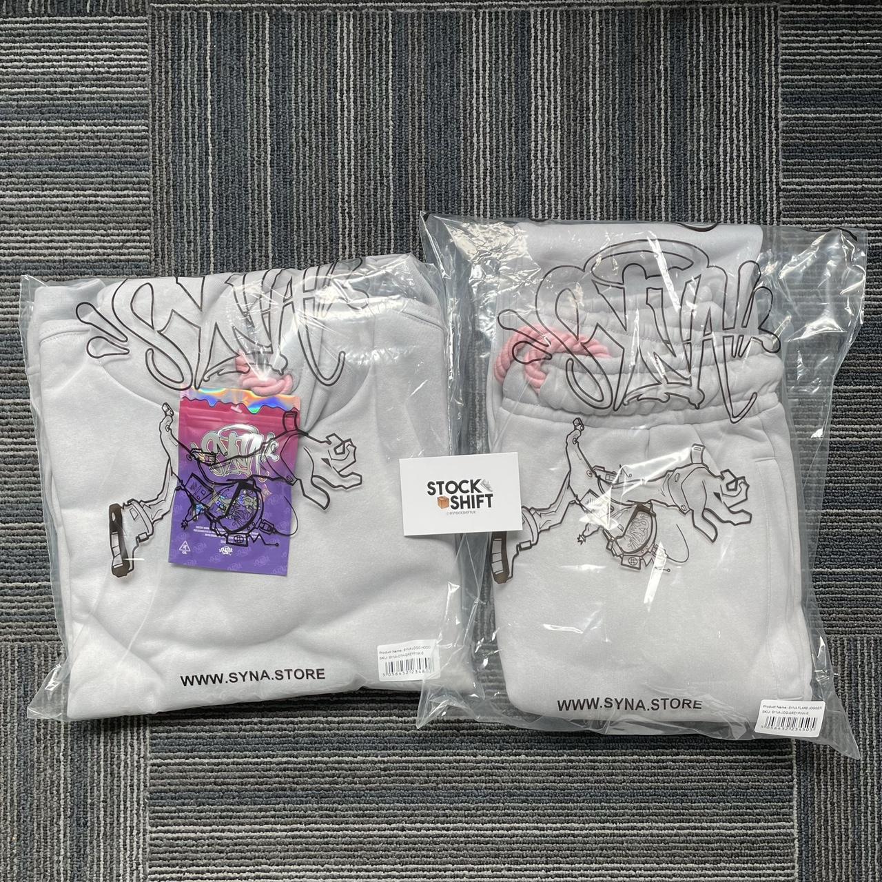 Syna World Grey Logo Tracksuit by Central Cee Size... - Depop