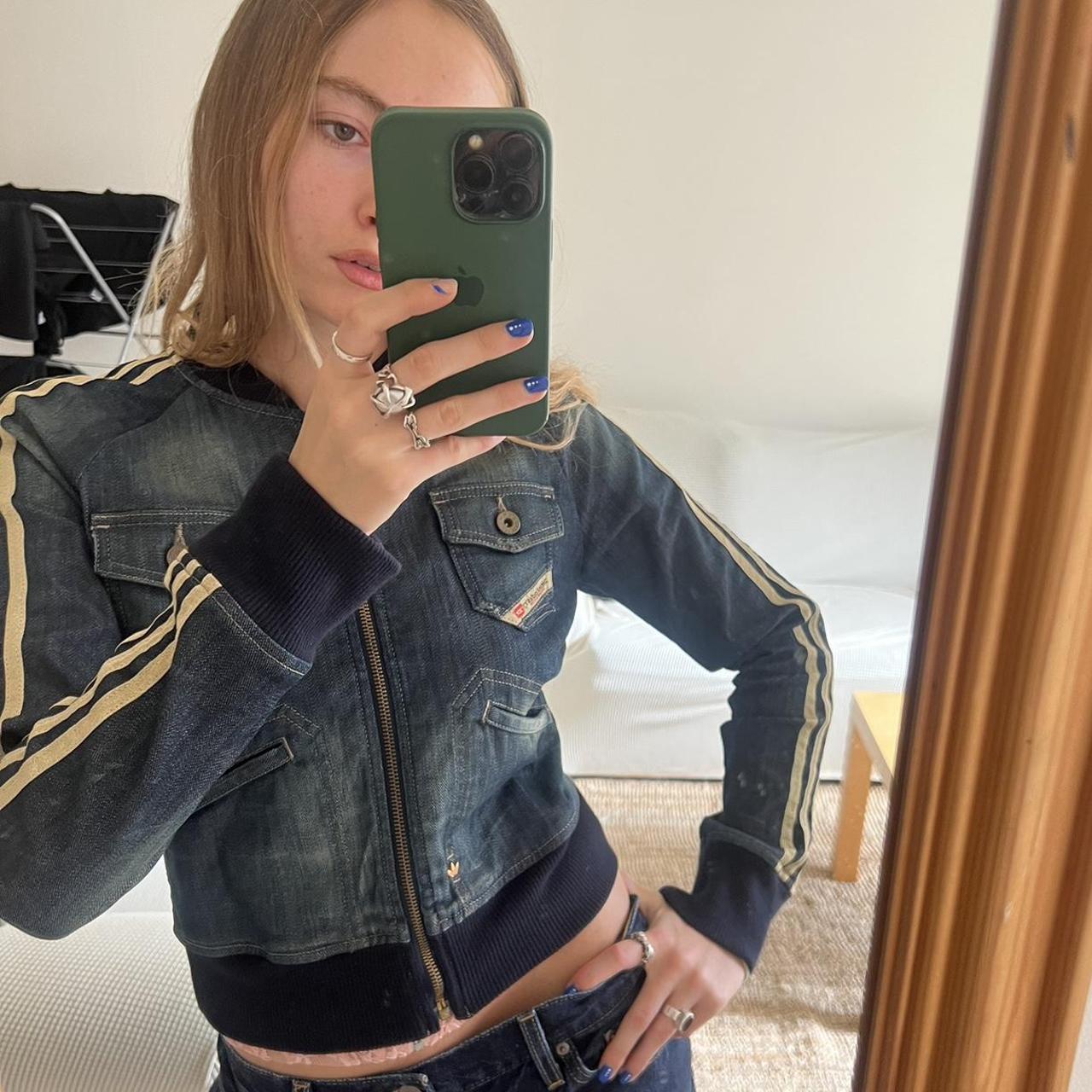 RARE adidas x diesel collab denim summer zip jacket.... - Depop