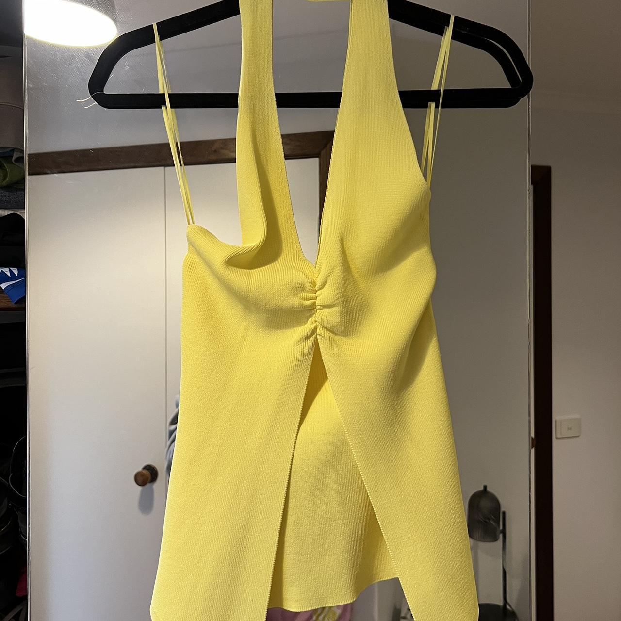 Yellow halter neck crop top - Depop