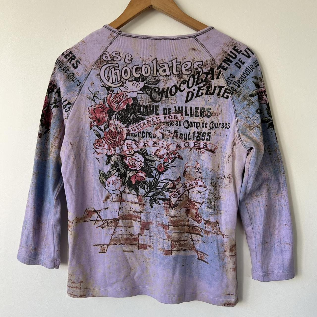 Y2K ‘Target’ graphic long-sleeve top with diamanté... - Depop