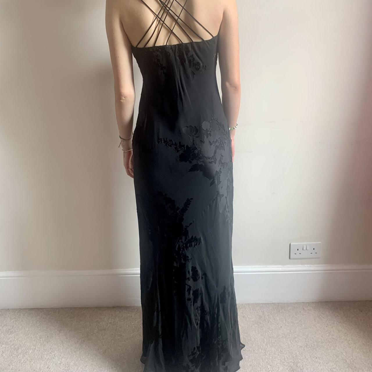 Black vintage silk maxi dress Floral monsoon dress... - Depop