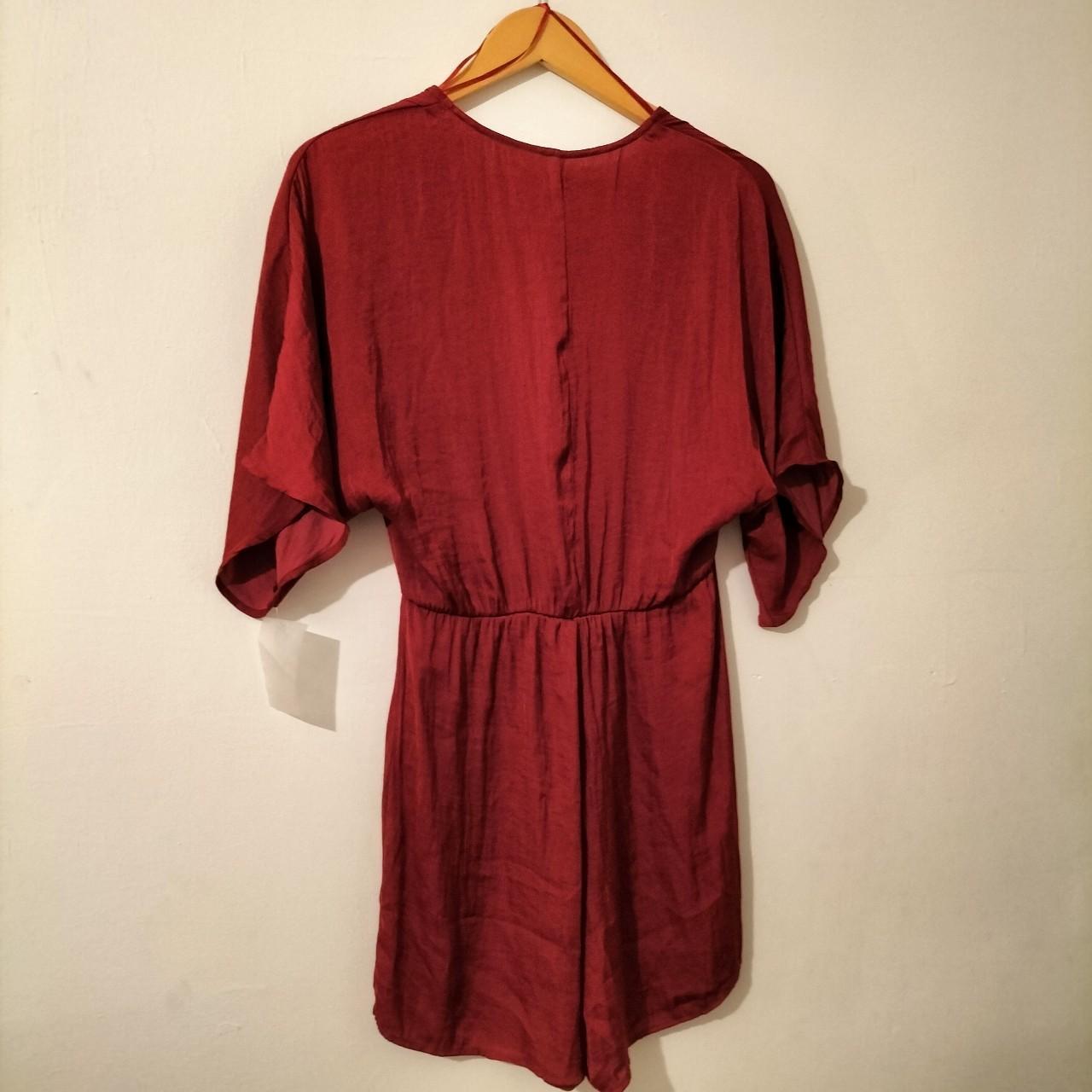 Stradivarius Women's Burgundy and Red Playsuit-romper | Depop