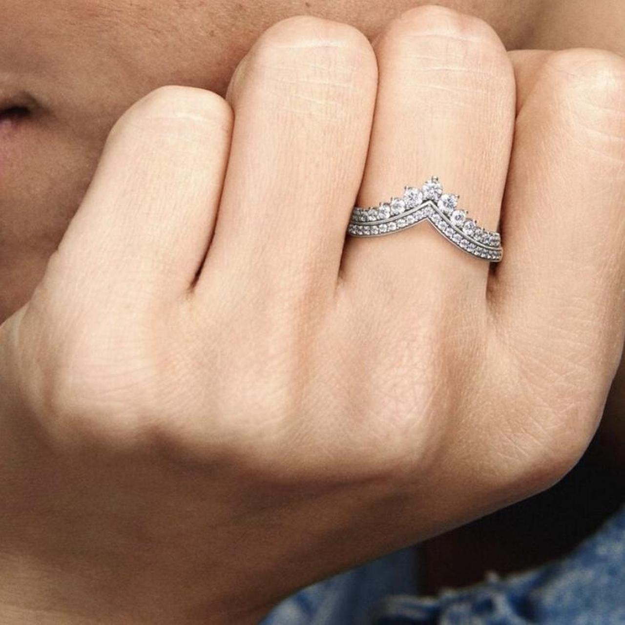 Pandora Silver princess wishbone ring Size 54 Brand... - Depop