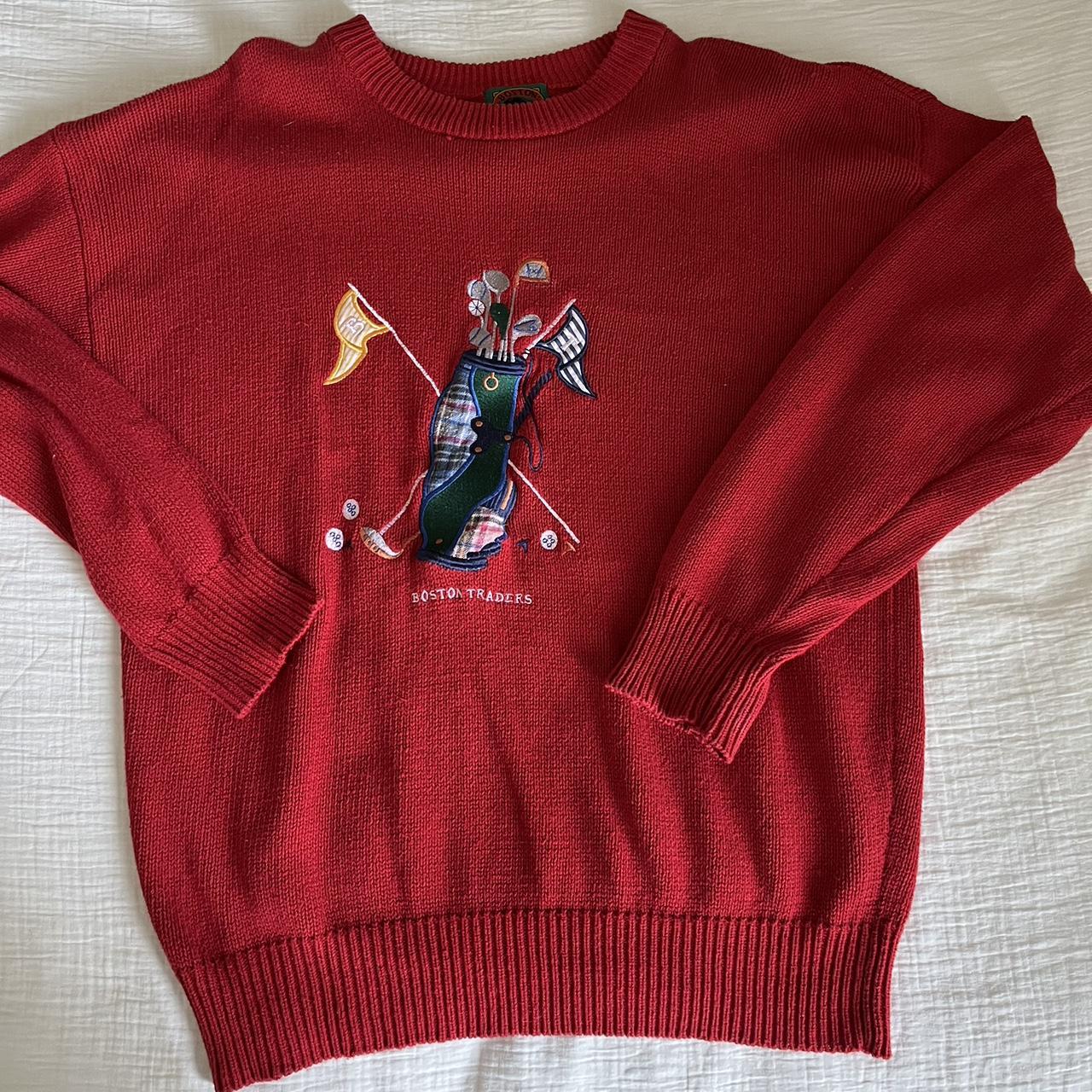 Vintage Boston Traders Golf Themed Pullover Sweater... - Depop