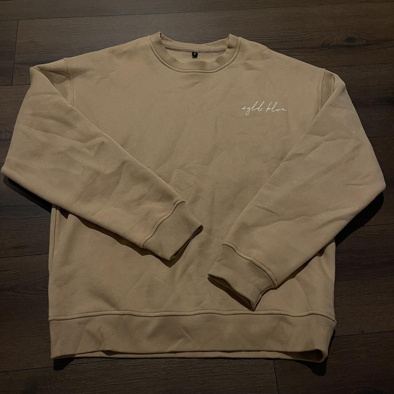 Wyld Blue Oversized Tan crewneck sweatshirt never... - Depop