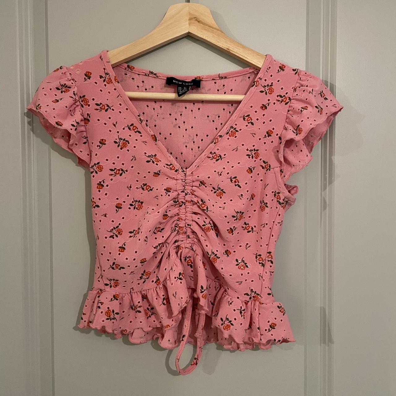 Newlook pink floral summer top worn once perfect... - Depop