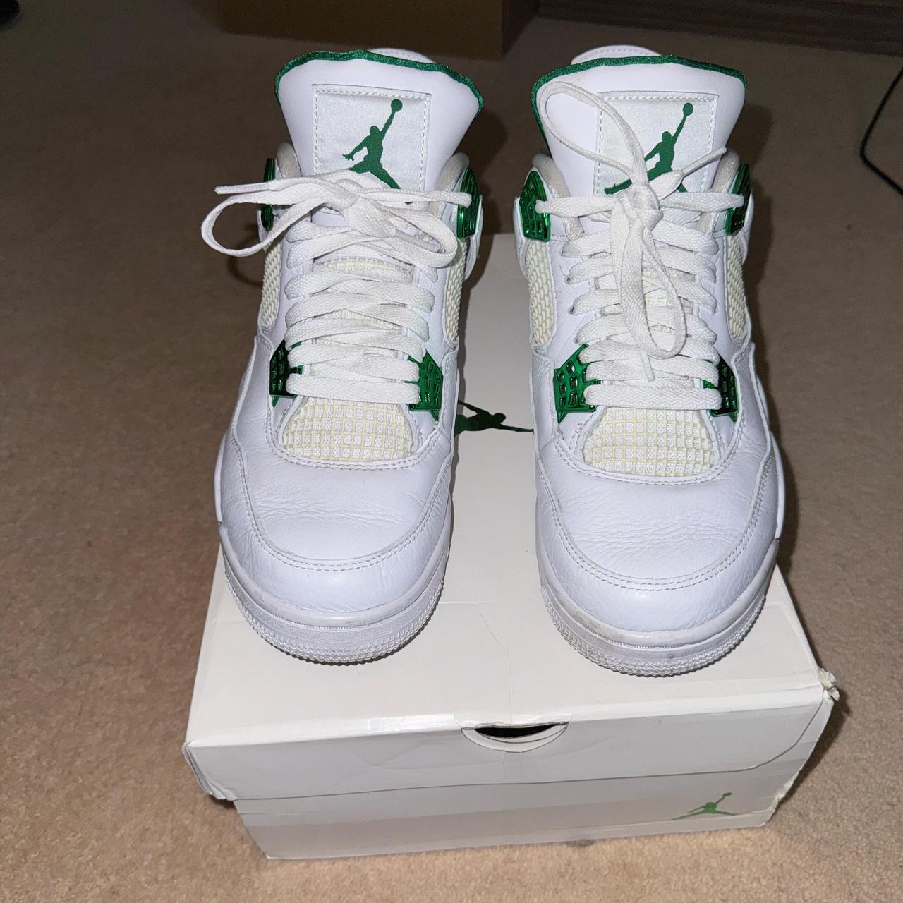 Jordan 4 metallic green, rare colourway, worn but... - Depop