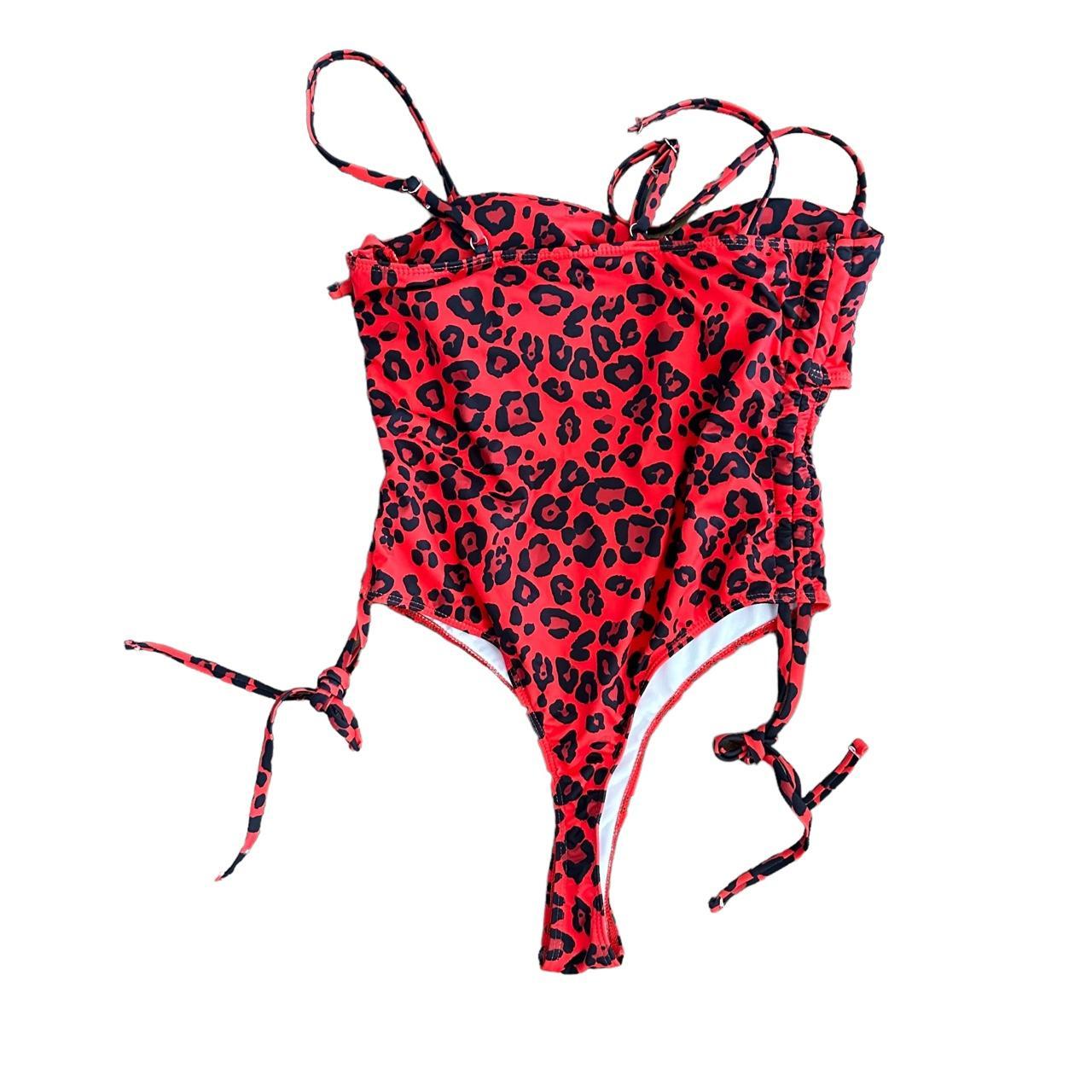 Cut-Out Red Cheetah Bathing Suit Red cheetah print... | Depop