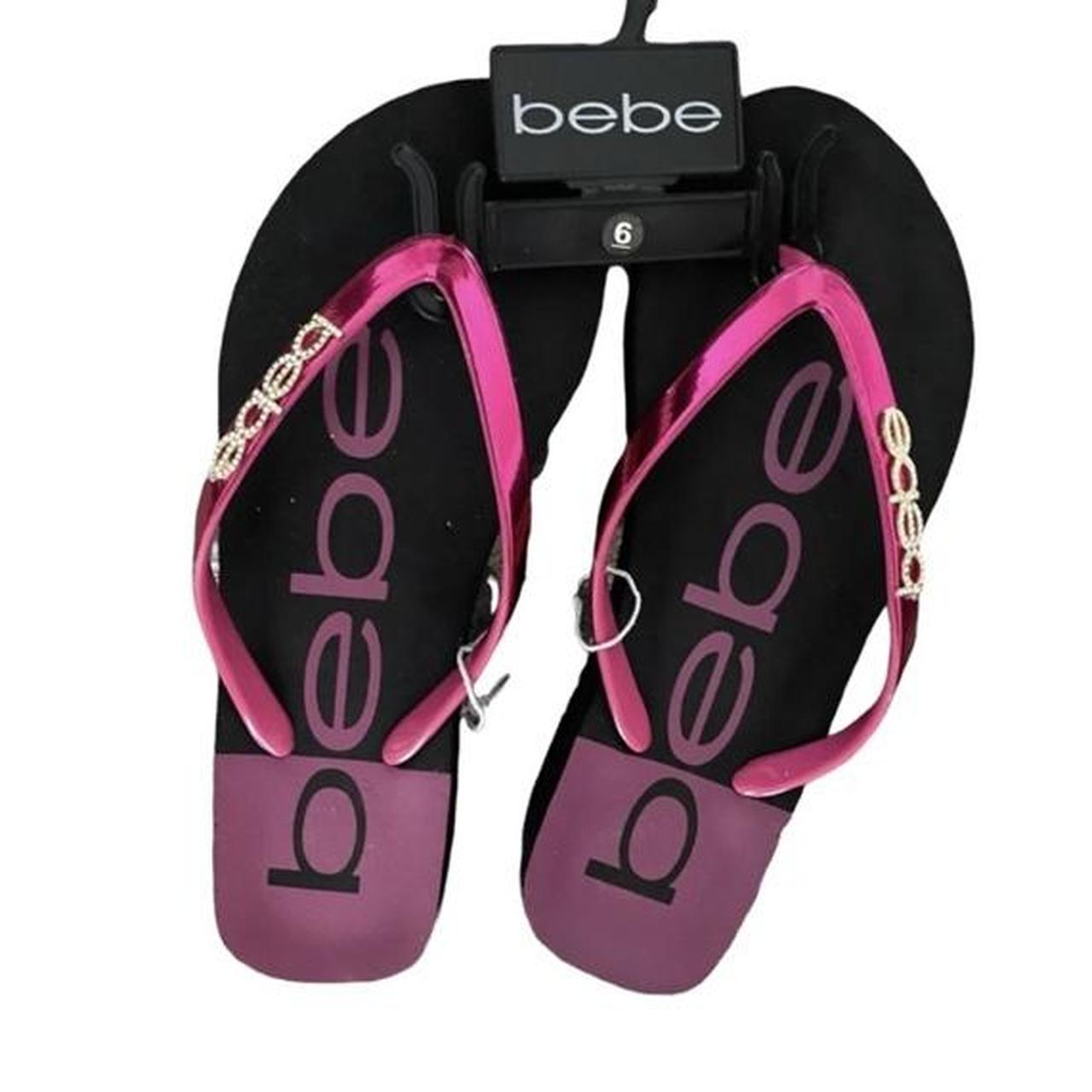 Bebe • NWT 90s Flip-Flops Adorable black and pink... - Depop