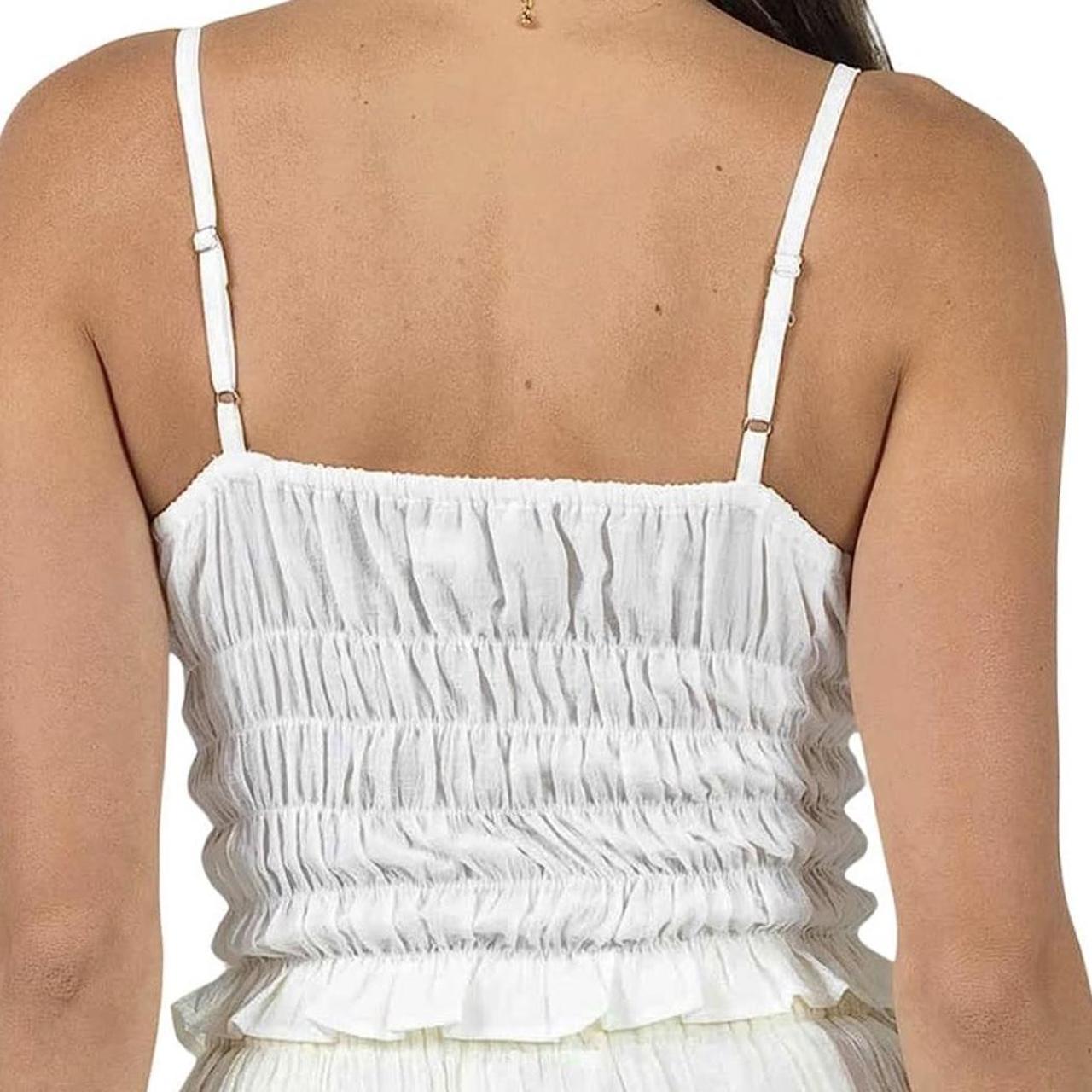 Gorgeous white ruffle cami w/ adjustable straps... - Depop