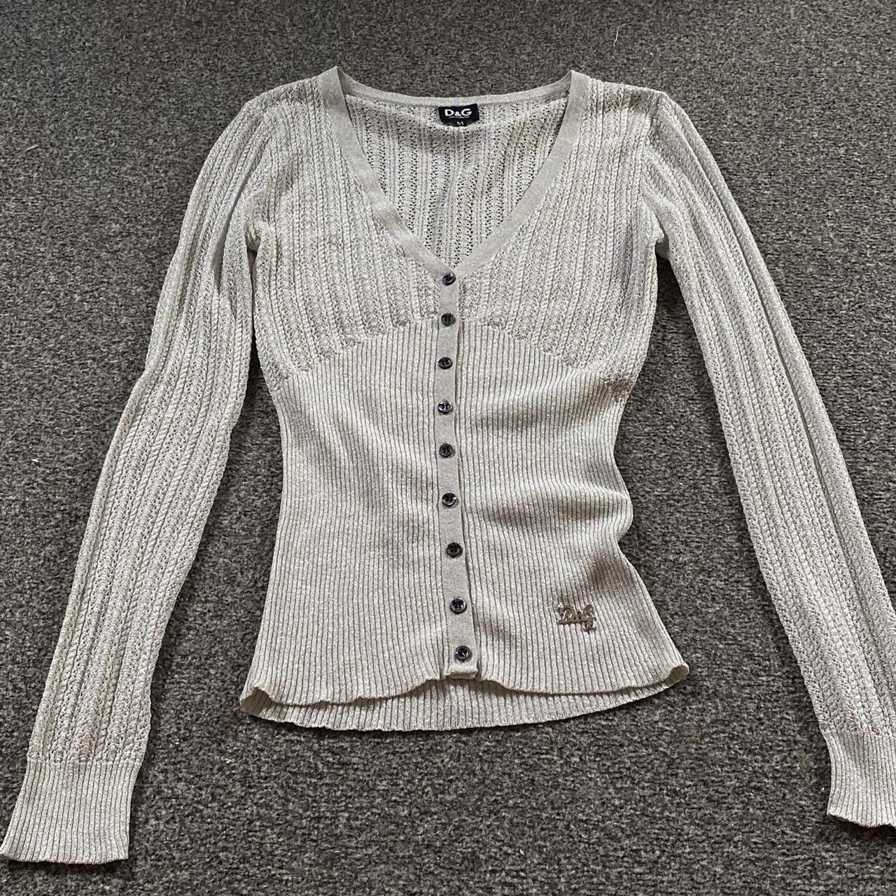 Dolce&gabbana sparkly silver button up cardigan So... - Depop