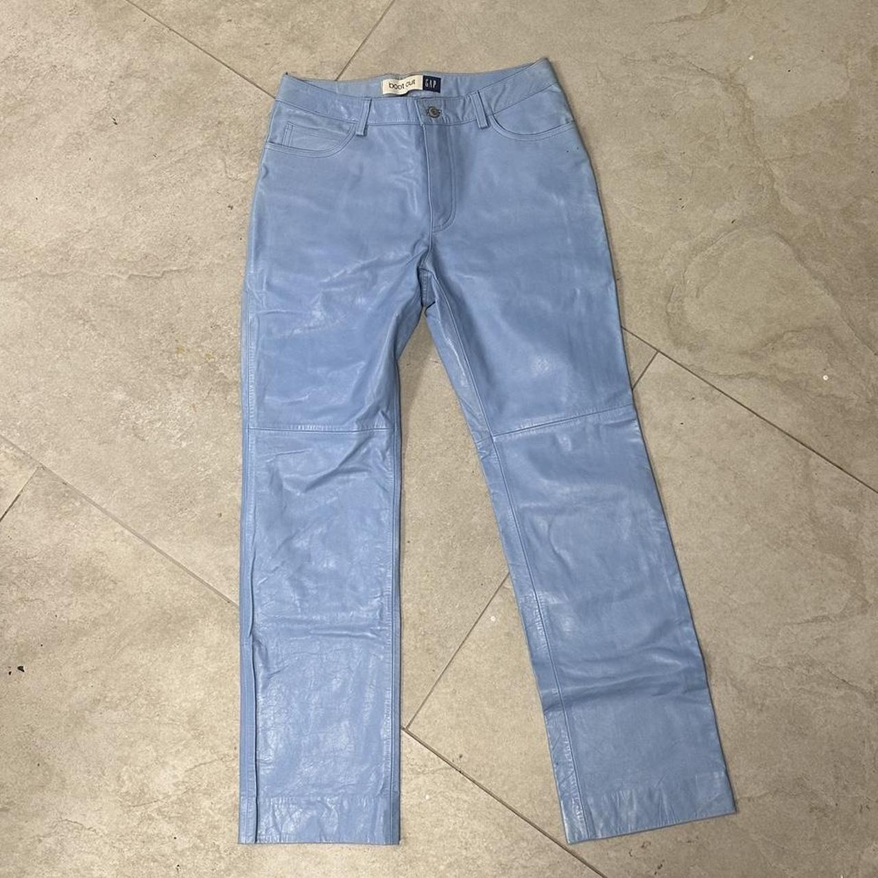 Vintage baby blue genuine leather Gap pants!... - Depop