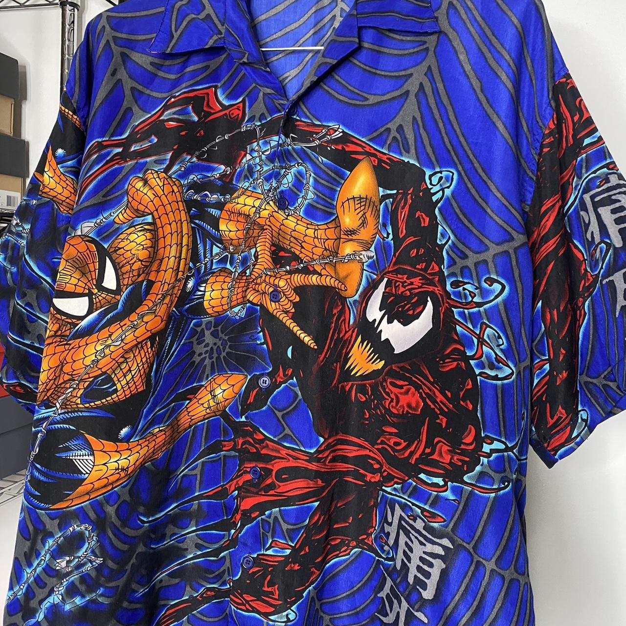 Vintage y2k spider man button up AOP Men size 2XL... - Depop