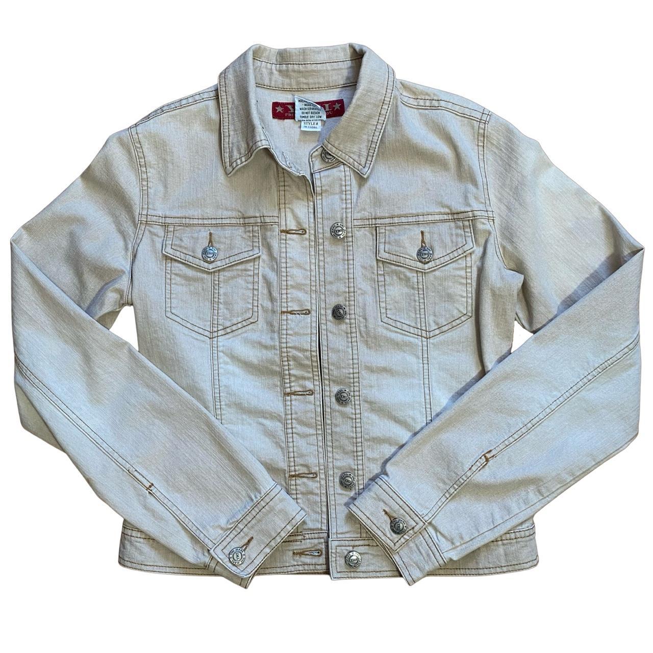 YMI Cream Denim Style Jacket has stretch, not a... - Depop