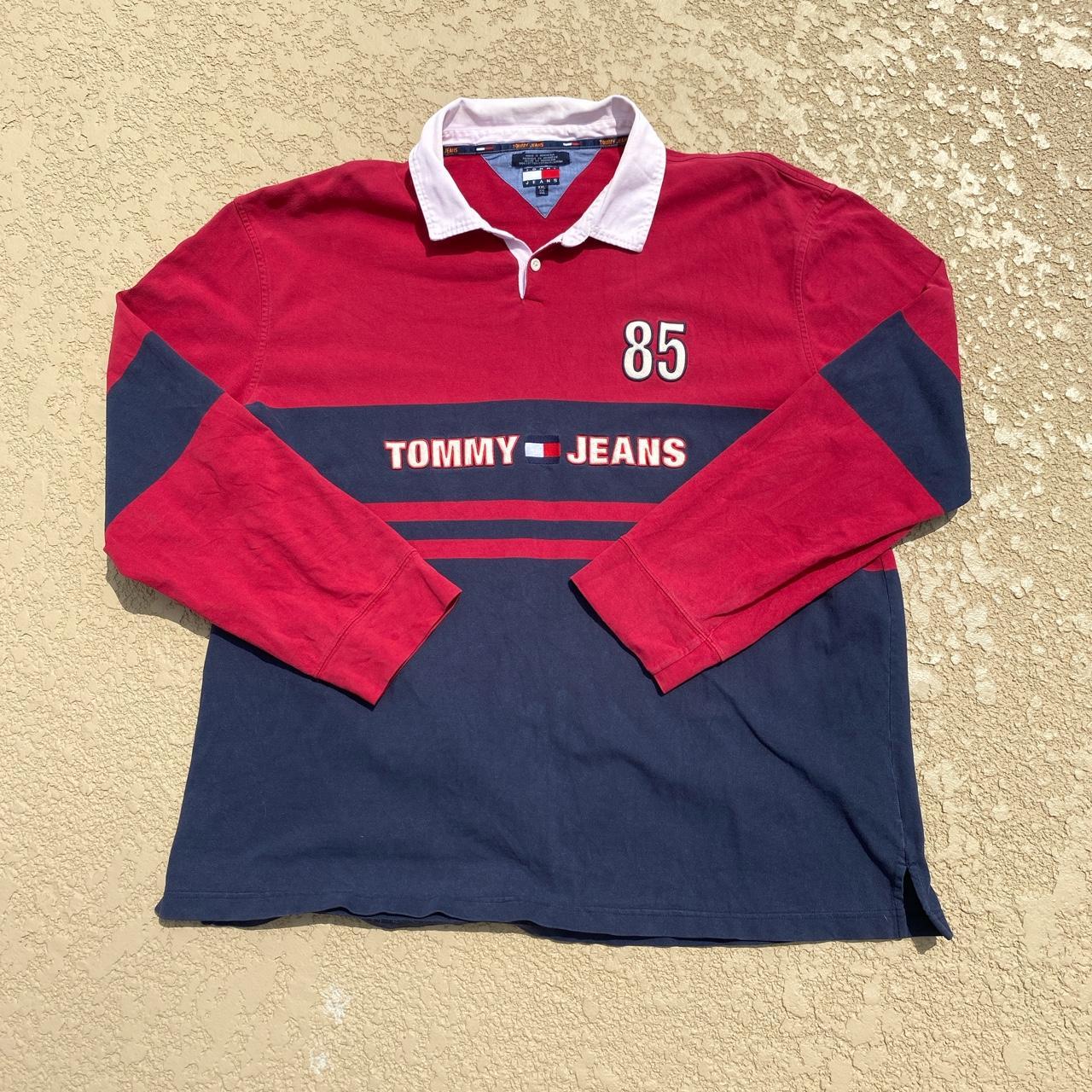 Vintage 90s Tommy Hilfiger rugby shirt Sz XXL... - Depop