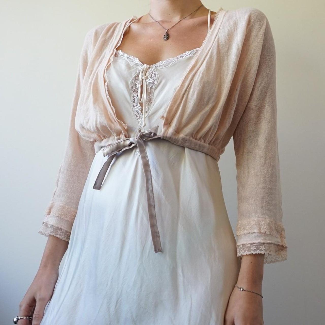 2000s delicate, boho, vintage style, coquette, tie... | Depop