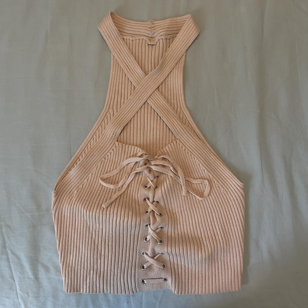 Nude cider criss cross top #cider - Depop