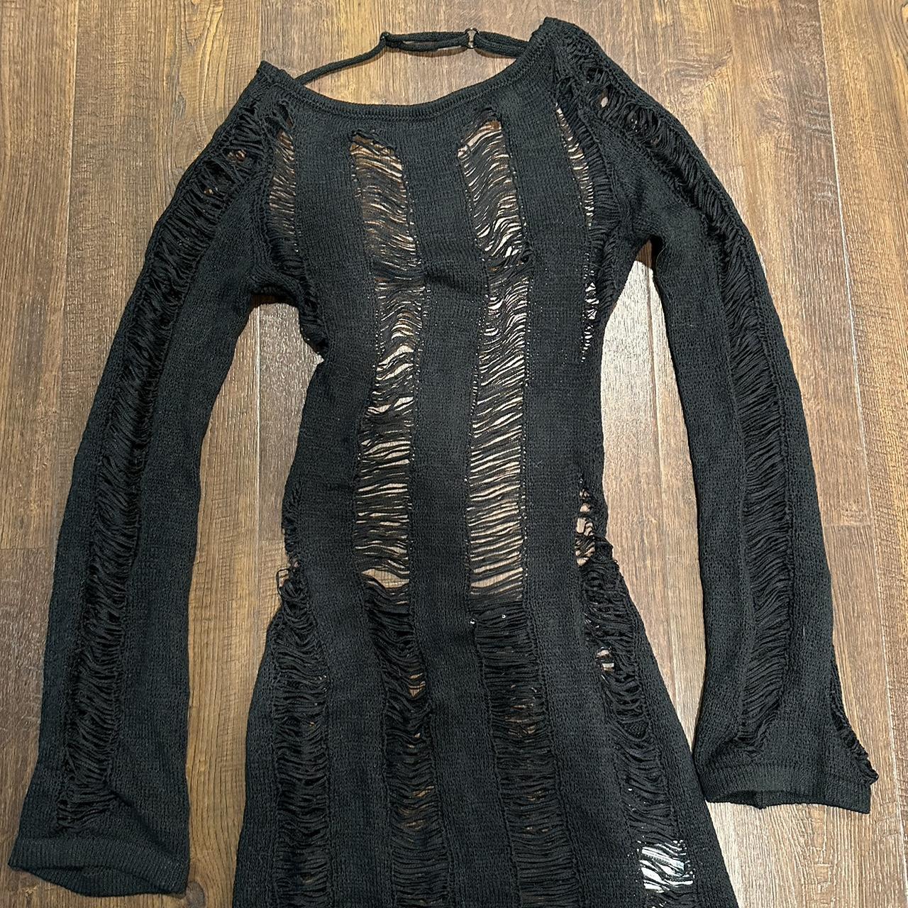 Jaded London black shredded mini dress Never... - Depop