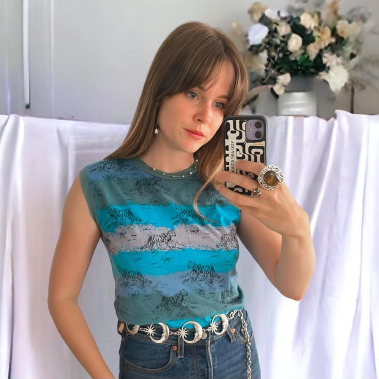 Vintage 80’s Topshop Tiger Ombré Top 🌙 Gorgeous... - Depop