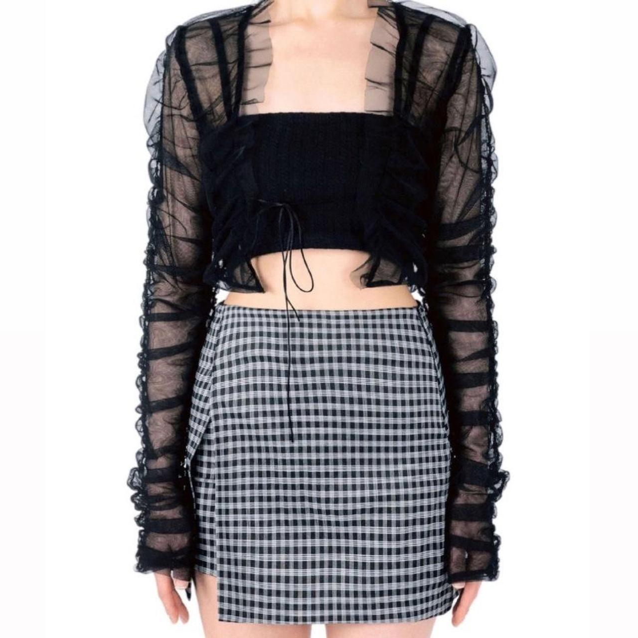 threetimes frilled mesh cardigan brand new with tags... - Depop