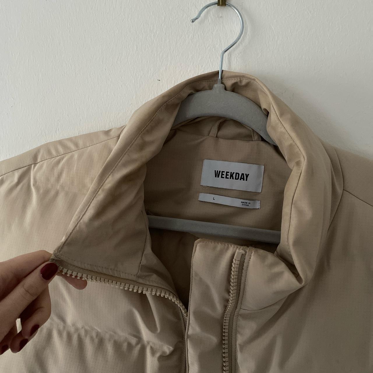 Weekday cream oversized puffer gilet - Depop