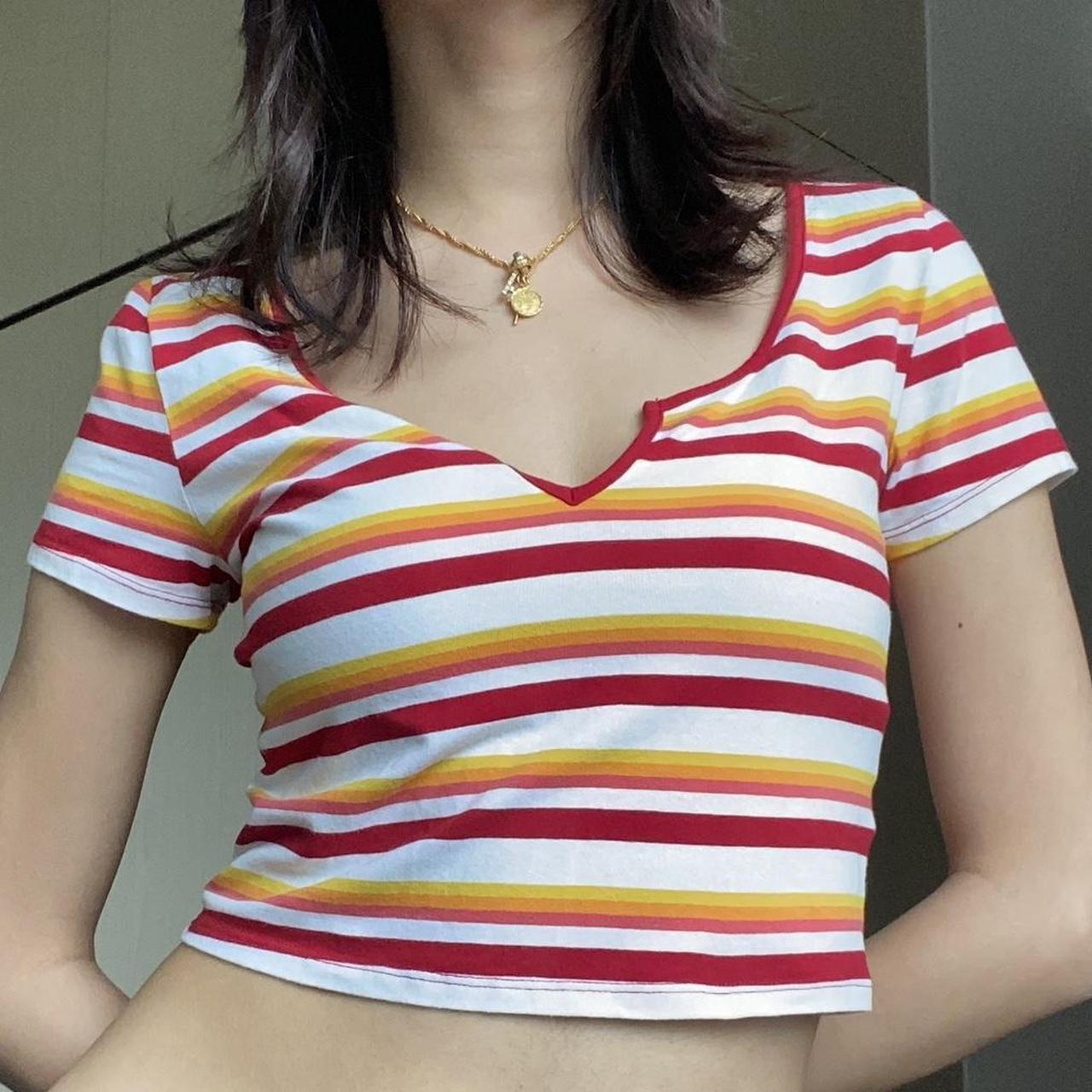 Red Yellow White PacSun Crop Top perfect crop top... - Depop
