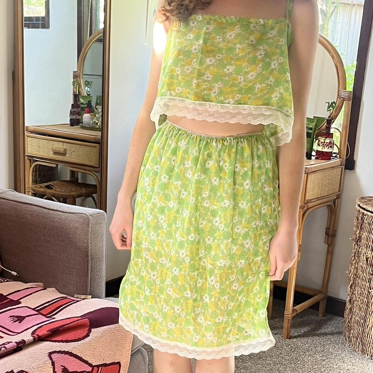 vintage floral matching set. it looks handmade. the... | Depop