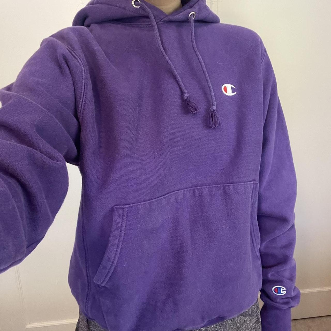 Purple Champion Reverse Weave Hoodie Size small No... - Depop