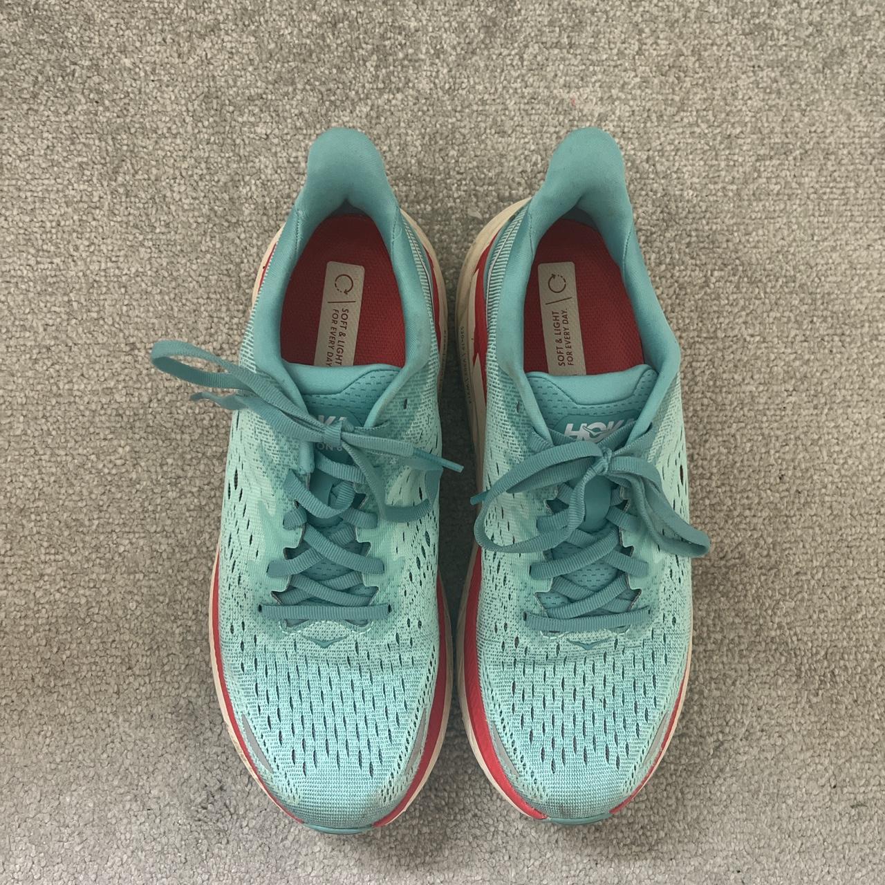 Hoka One One Women's Red and Blue Trainers | Depop