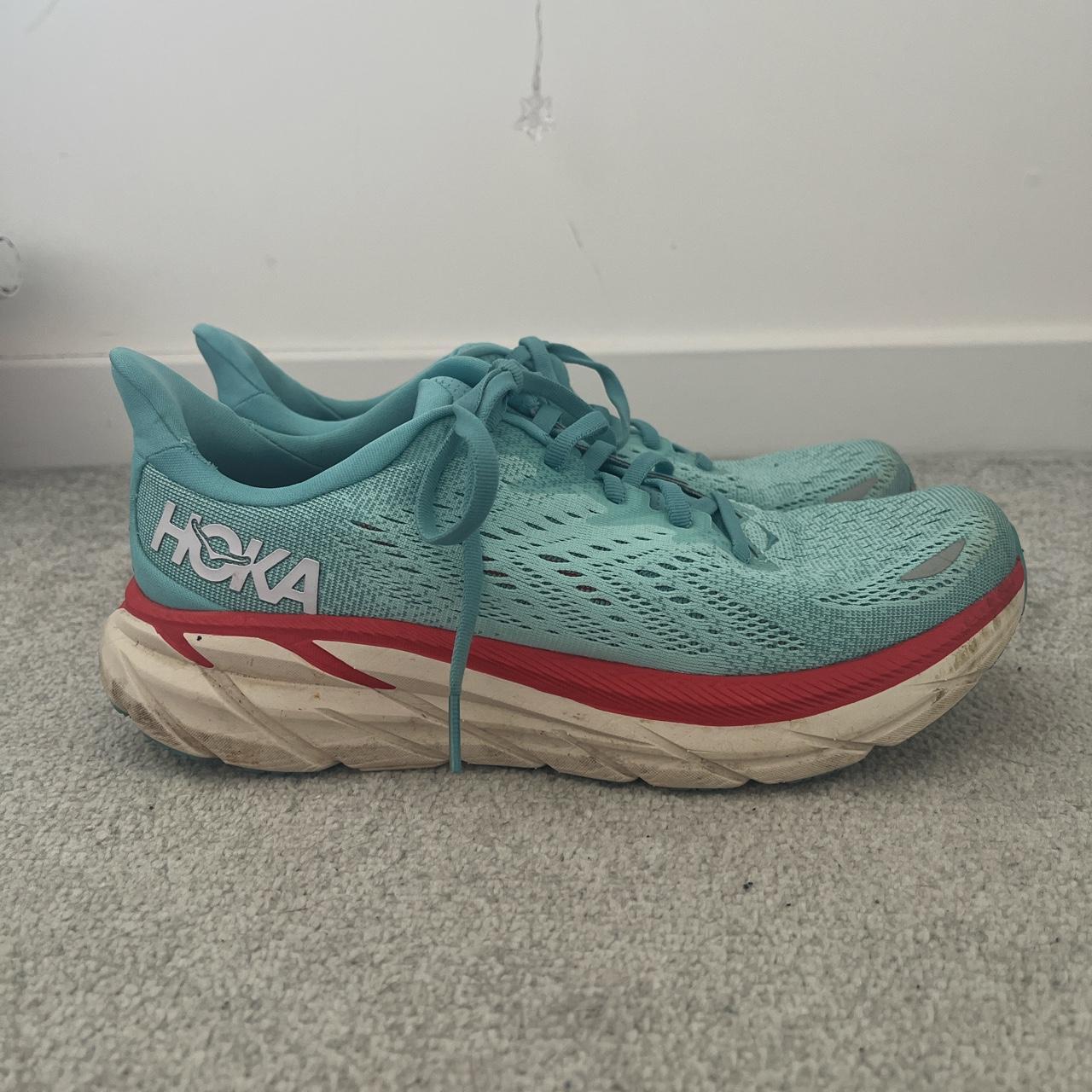 Hoka One One Women's Red and Blue Trainers | Depop