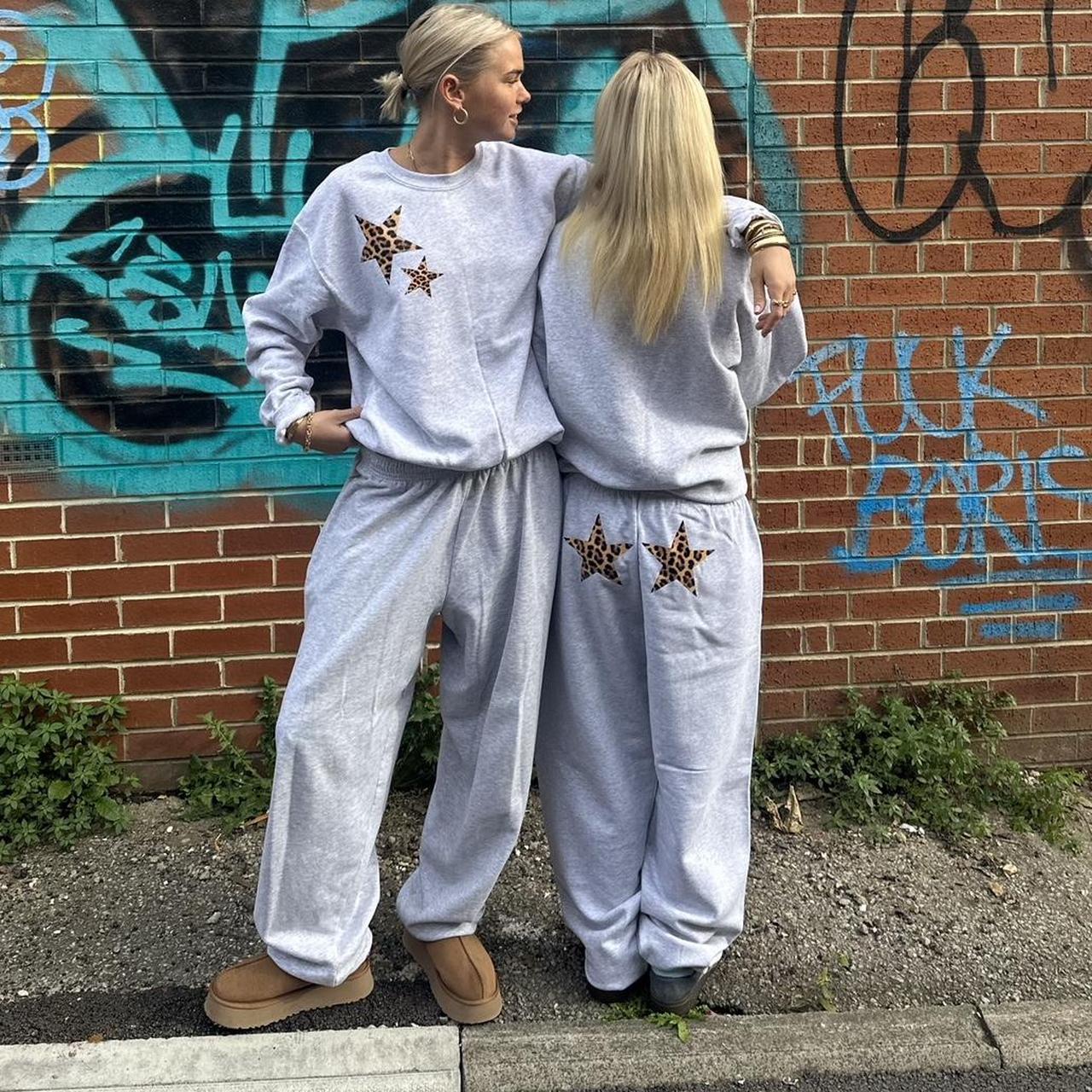 leopard star bum tracksuit !! matching grey star... | Depop