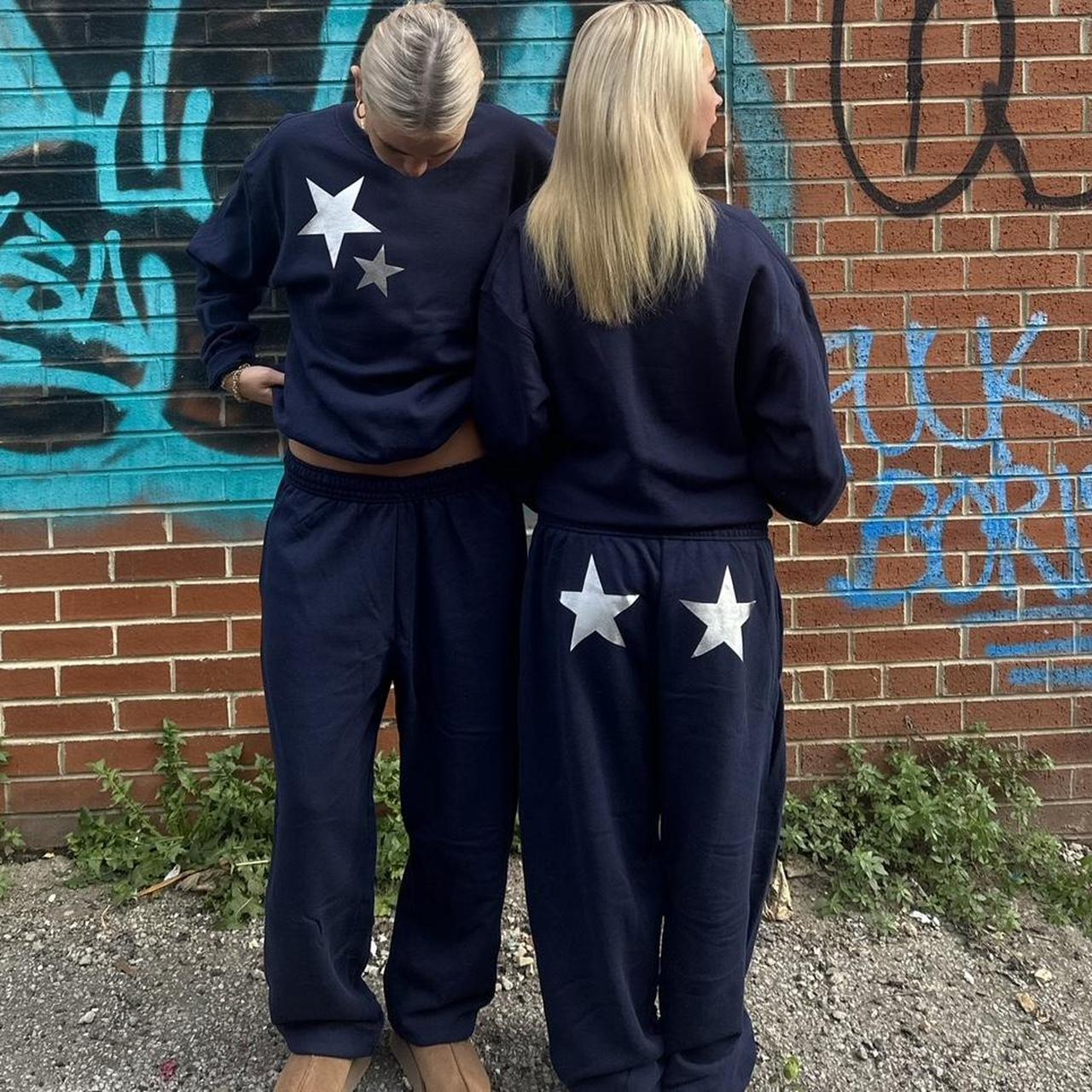 silver star bum tracksuit !! matching navy star... - Depop